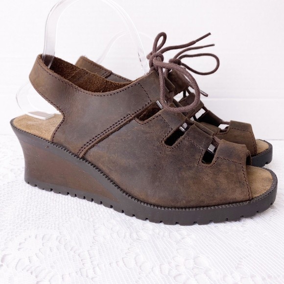 Apostrophe | Shoes | Apostrophe Brown Distressed Leather Laceup Bootie ...